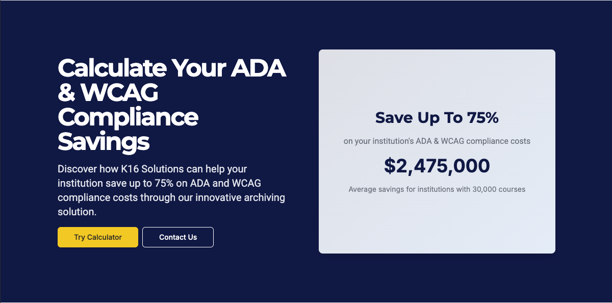 K16 Solutions - ADA & WCAG Compliance Calculator
